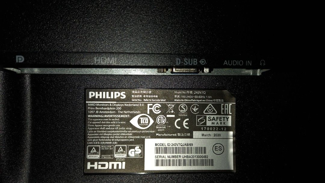 Philips 243V7Q 24 inch lcd monitor, Computers & Tech, Parts ...