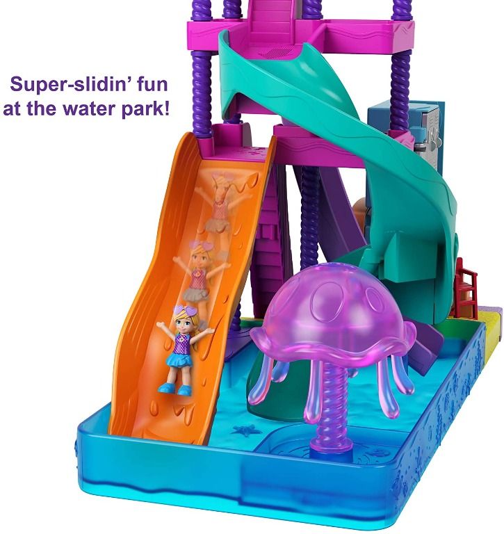 Polly Pocket Pollyville Super Slidin Waterpark Playset, 2 Pieces ...