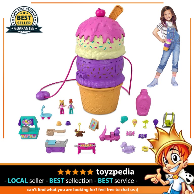 Polly Pocket Spin ‘n Surprise Compact Playset, Ice Cream Cone Shape ...