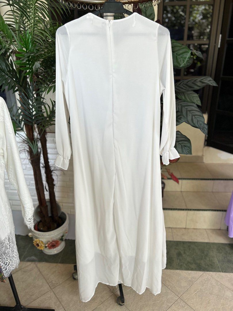 Preloved dress putih pakai sekali semasa majlis, Women's Fashion ...