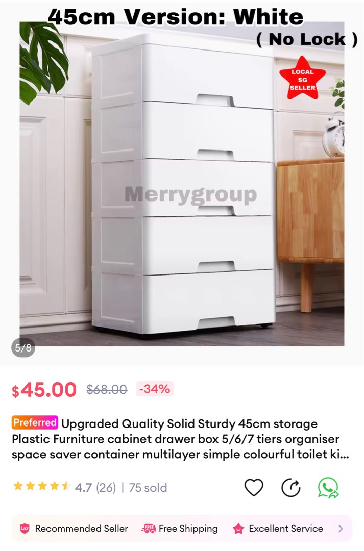 [Reserved: Price is Firm] Storage Cabinet Drawer (5 Tier / Layers ...