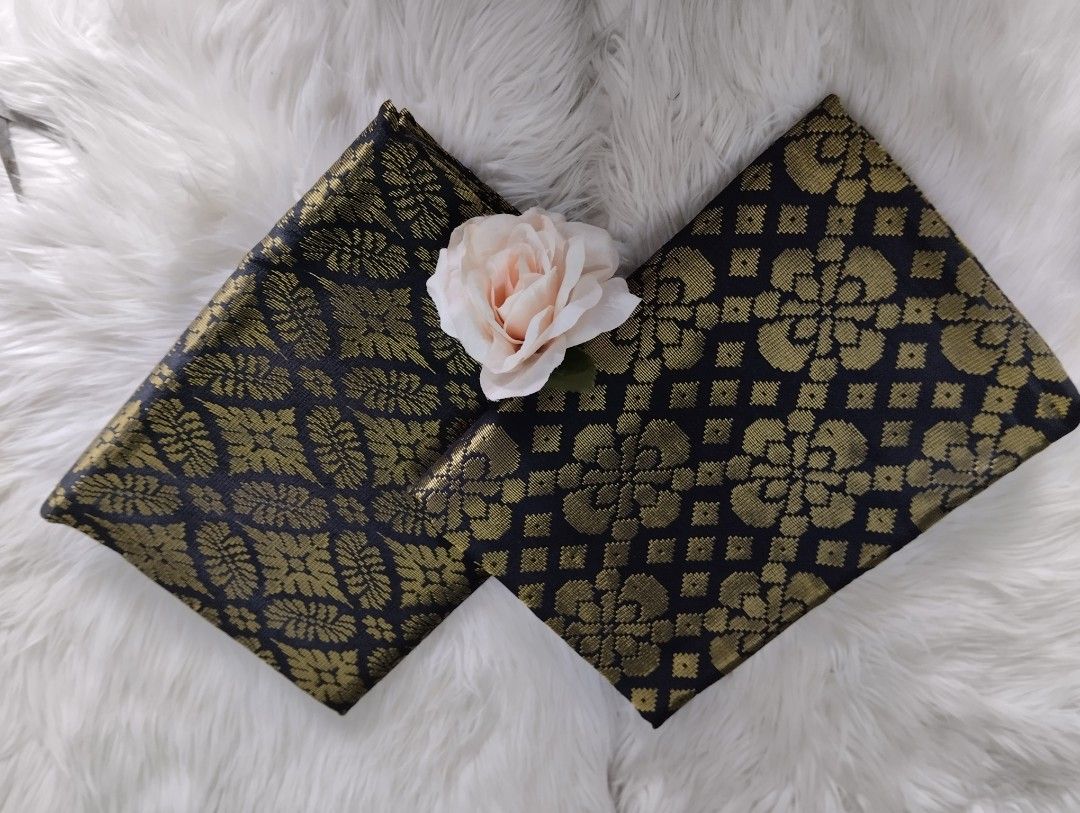 Sampin songket gold base hitam, Men's Fashion, Muslim Wear, Accessories ...