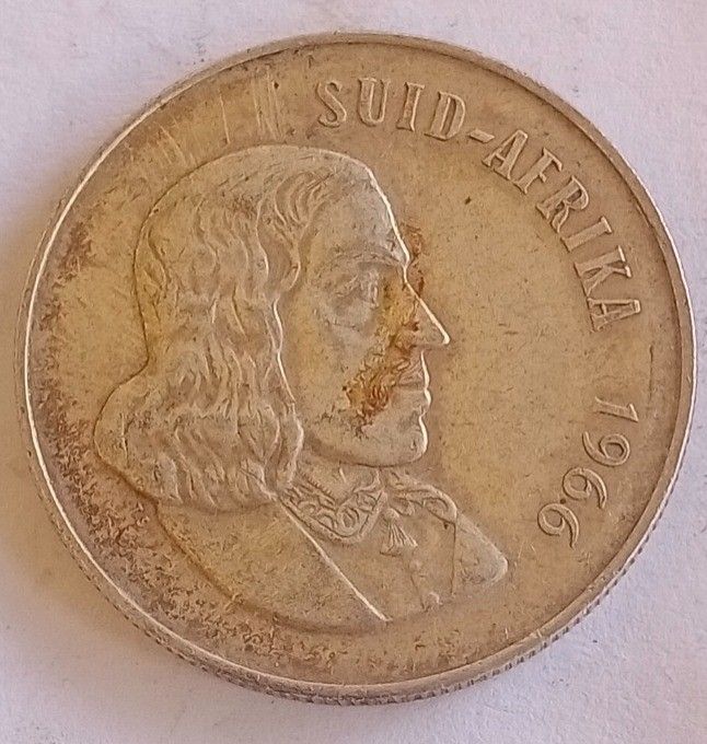 SOUTH AFRICA - 1 Rand ( Afrikaans Legend - SUID AFRIKA ) 1966 silver ...