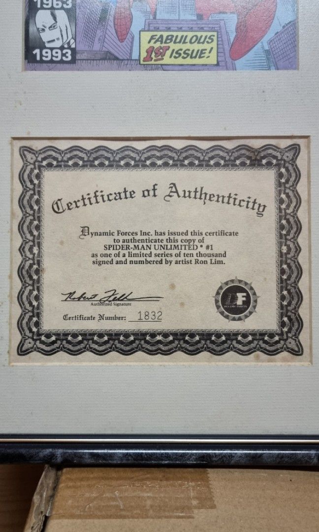 SPIDER-MAN COMIC WITH CERTIFICATE, Hobbies & Toys, Collectibles ...