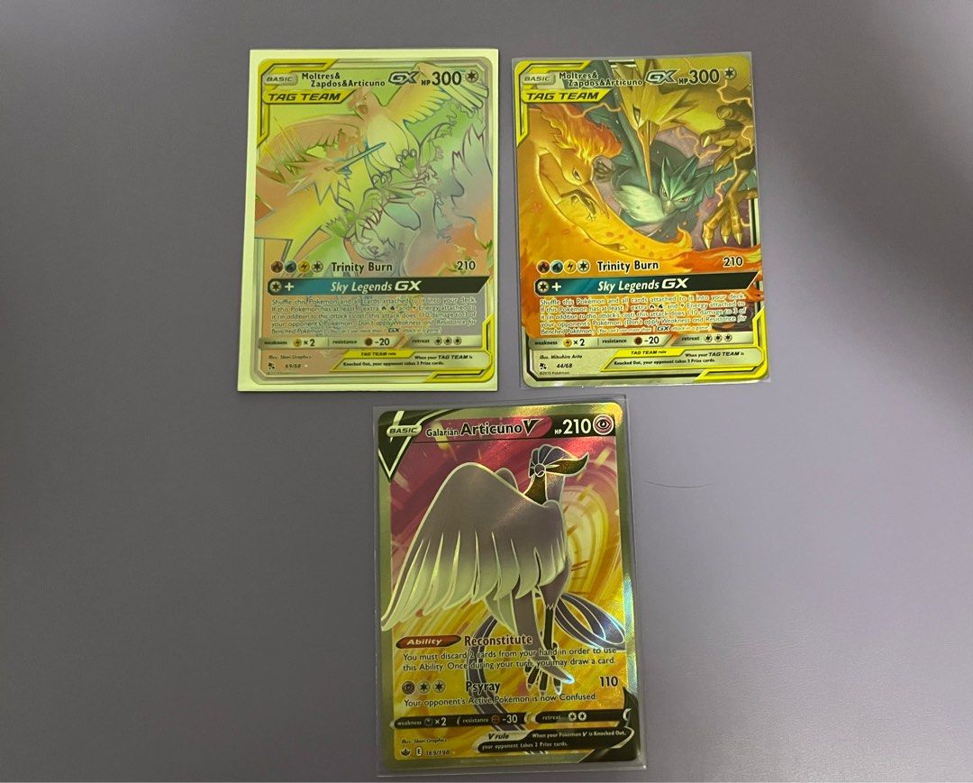 TCG PTCG Pokemon Card Trio Bird Moltres Zapdos Articuno Bundle Set, Hobbies & Toys, Toys & Games ...