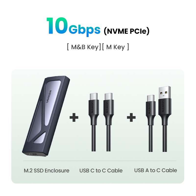 UGREEN M.2 NVMe SSD Enclosure Adapter 10Gbps USB C 3.2 Gen2 External, Computers & Tech, Parts ...