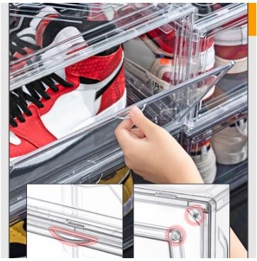 Ultimate Big Capaity Full Transparent Magnetic Front/Side Drop Lid Shoe ...