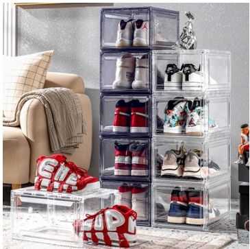 Ultimate Big Capaity Full Transparent Magnetic Front/Side Drop Lid Shoe ...