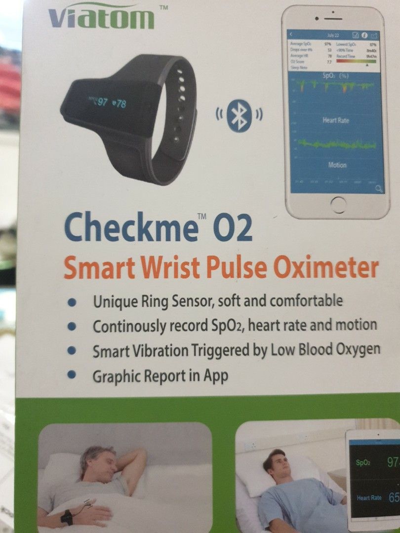 Viatom checkme O2 smart wrist pulse oximeter, Health & Nutrition ...