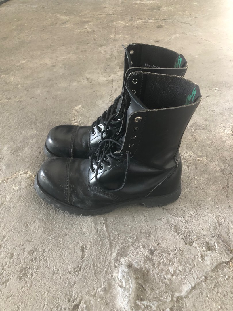 Vintage Black GETTA GRIP Leather Steel Toe Boots, Men's Fashion ...