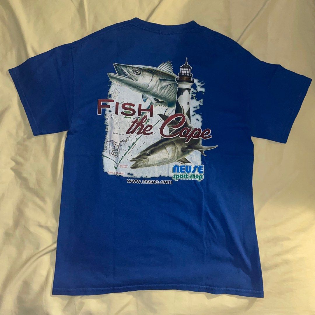 Vintage Thrifted Neuse Fish Graphic Tee, Men's Fashion, Tops & Sets ...