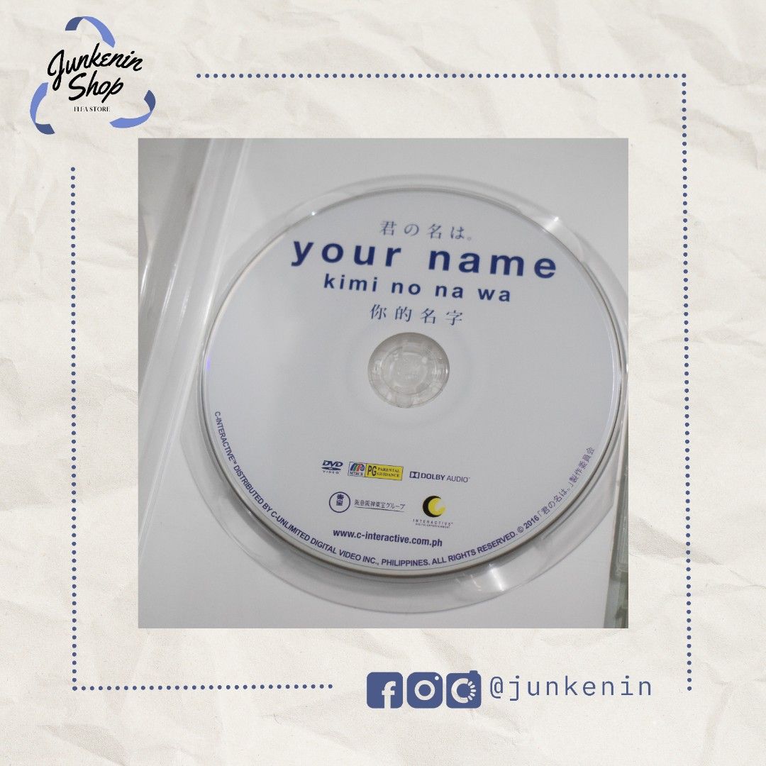 Your Name / Kimi No Na Wa DVD Disc, Hobbies & Toys, Music & Media, CDs ...
