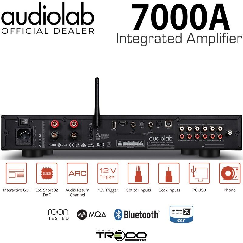 Audiolab 7000A Wireless Bluetooth Transceiver/Streamer Hi-Fi Integrated Amplifier & USB DAC ...