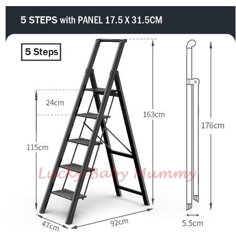 Aviation Step Ladder - 3/4/5 Steps / Slim Aluminium Ladder / Foldable ...