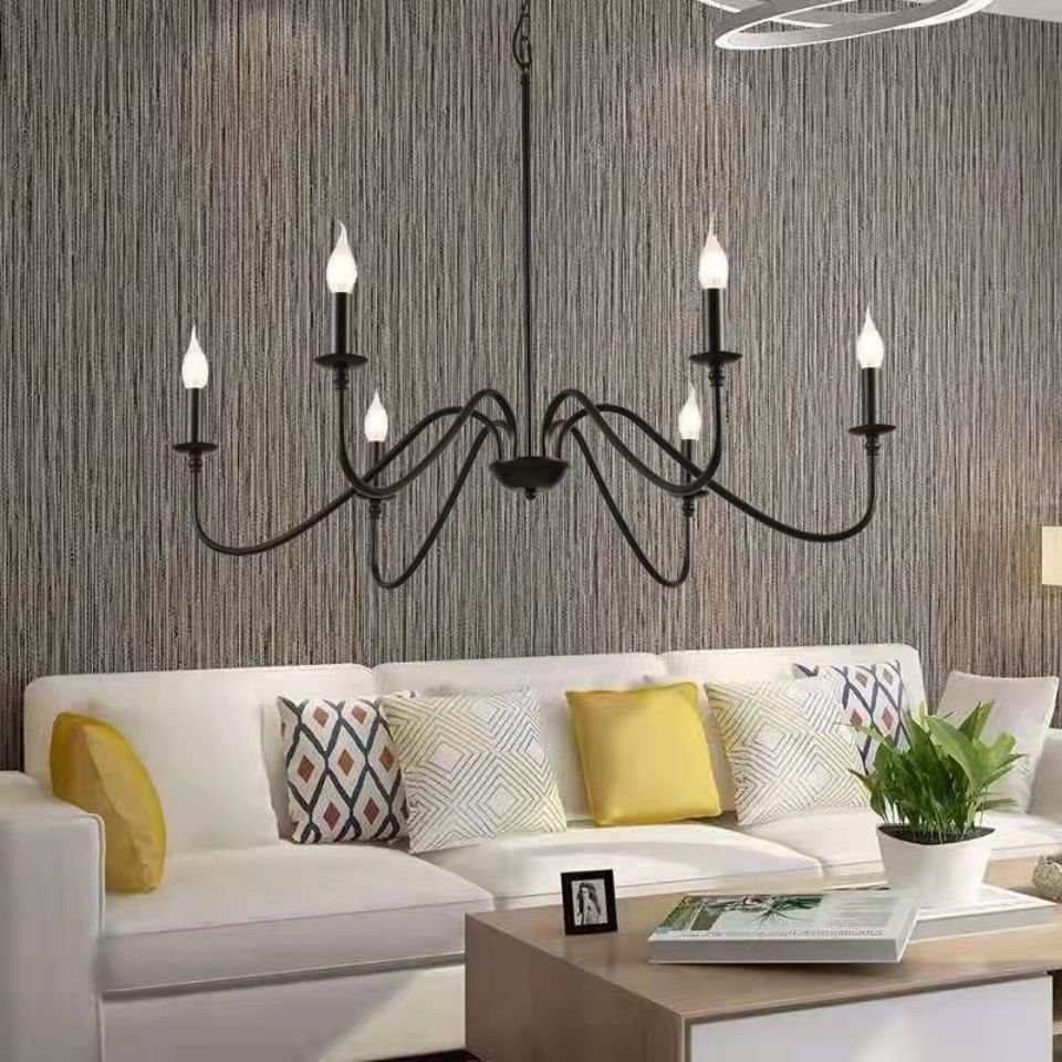 Black simple chandelier light, Furniture & Home Living, Lighting & Fans ...