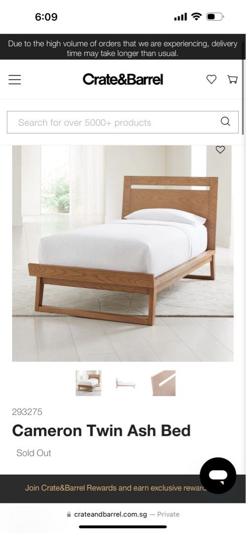 Brand New Crate & Barrel Cameron Twin Ash Bed, Furniture & Home Living, Furniture, Bed Frames ...