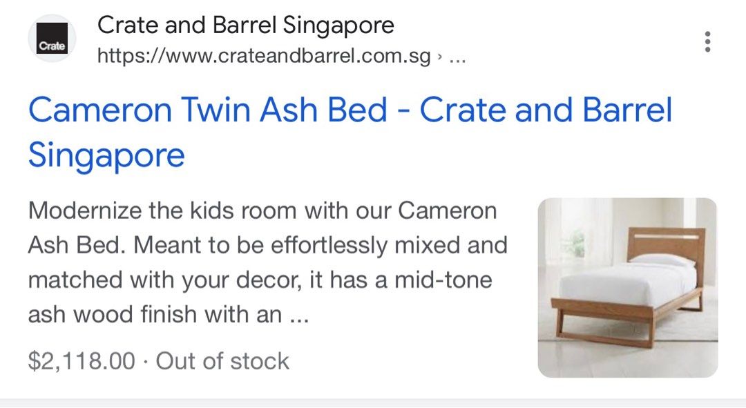 Brand New Crate & Barrel Cameron Twin Ash Bed, Furniture & Home Living, Furniture, Bed Frames ...