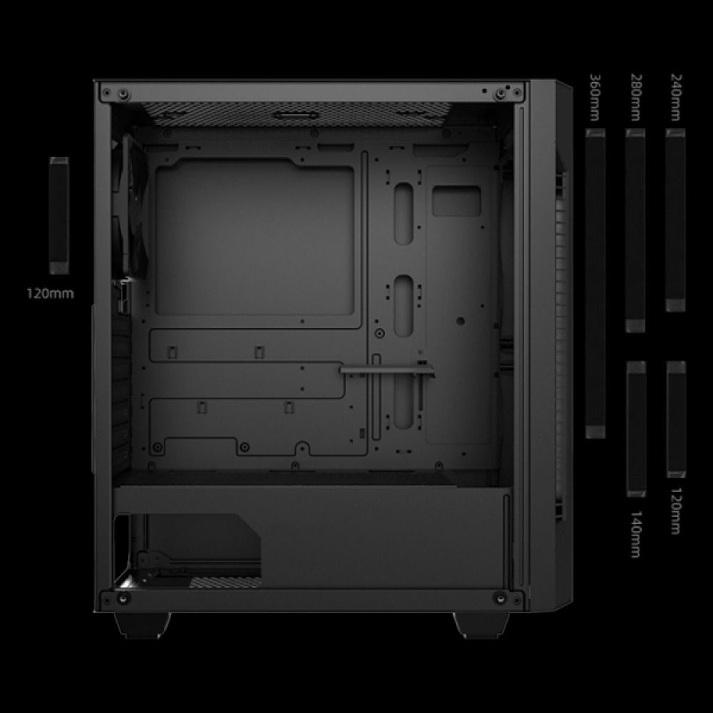 CASING INVASION C-360 BLACK ATX MID-TOWER CASE & 3+1 120MM ARGB FANS ...