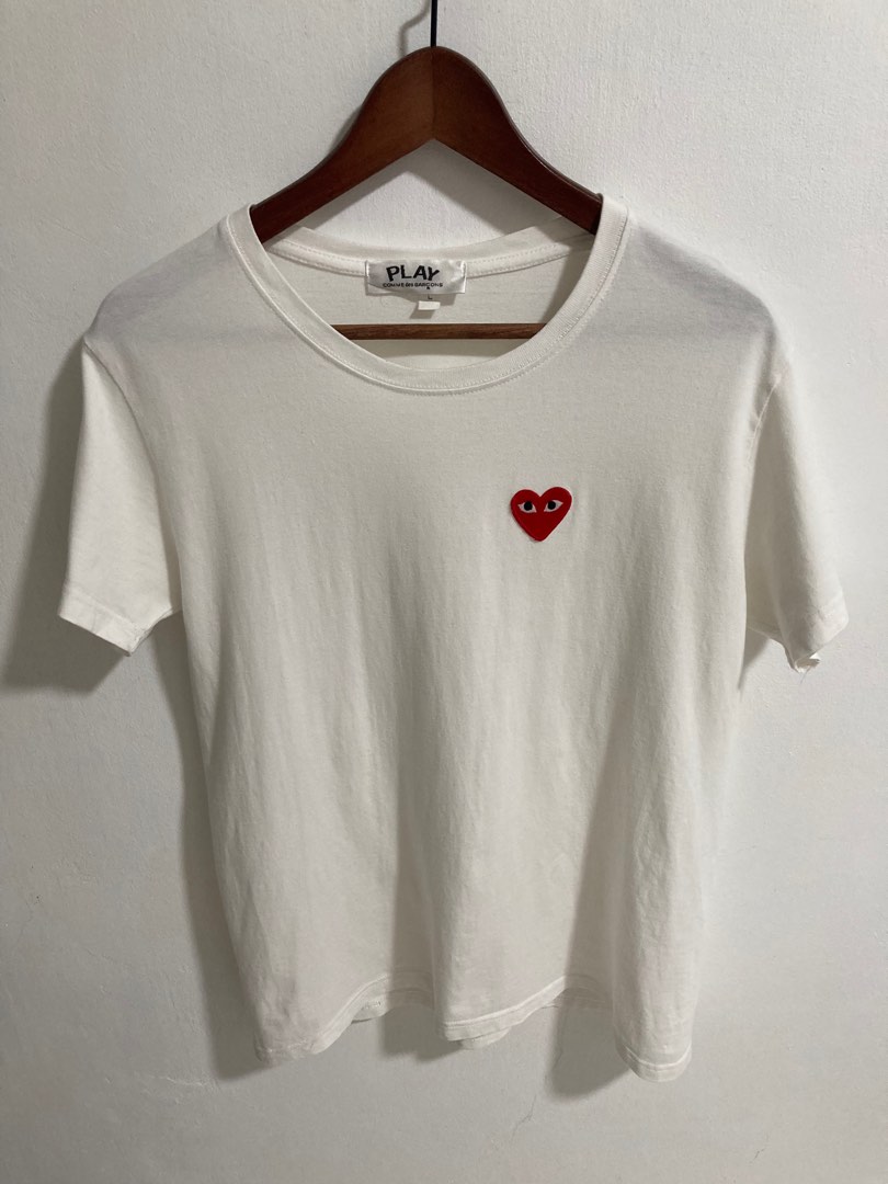 CDG Play Plain White shirt for Women’s Cotton , L on tag dimension is W ...