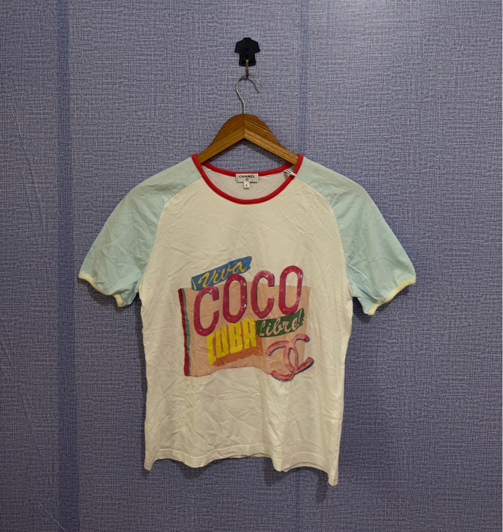 Chanel viva coco libre cuban cropped tee small(18x22), Women's Fashion, Tops, Shirts on Carousell