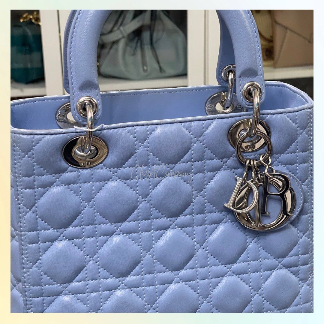Christian Dior Lady Dior Light Blue Medium Lambskin on Carousell