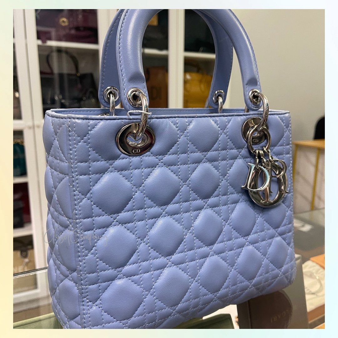 Christian Dior Lady Dior Light Blue Medium Lambskin on Carousell