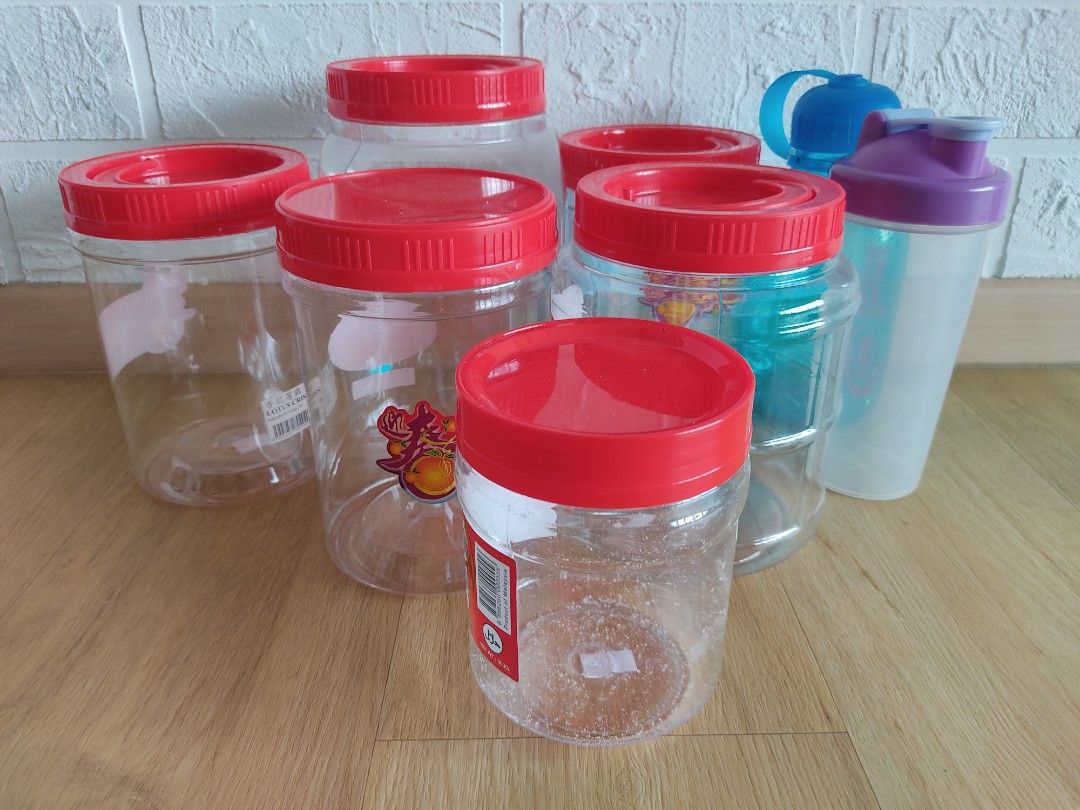 Container CNY cookies jar Hari Raya Puasa kueh, Furniture & Home Living ...
