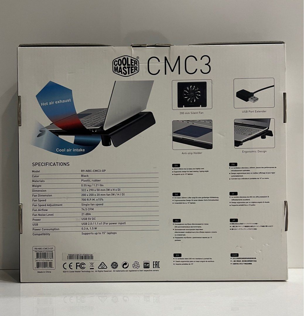 Cooler Master Notepal CMC3 Silent Fan Laptop Cooling Pad (R9-NBC-CMC3 ...