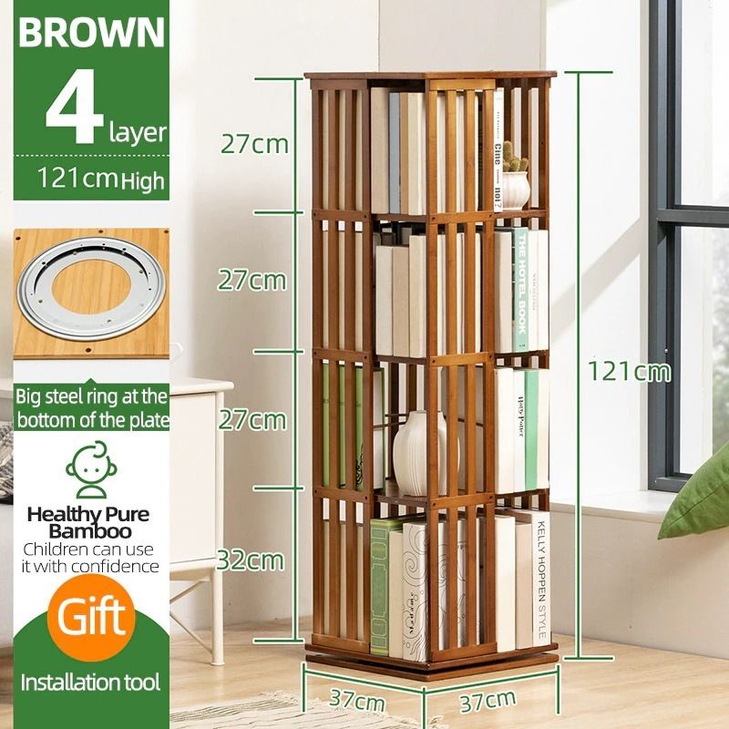 Creative Rotation Bookshelf 360 Degrees Simple Children's Storage ...