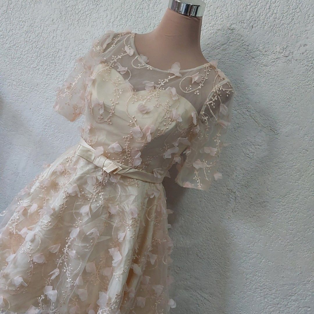 Floral gown mini gown 3d flower gown buttercream gown short gown formal ...