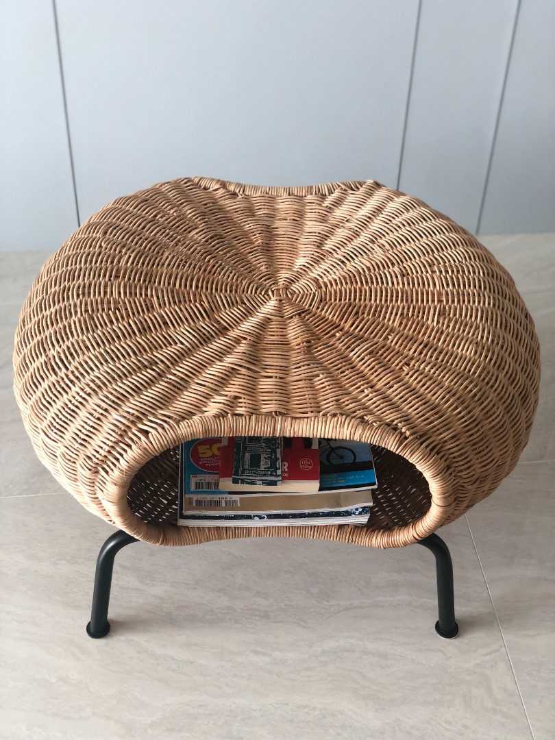 Footstool with storage, rattan/anthracite, GAMLEHULT, Furniture & Home ...