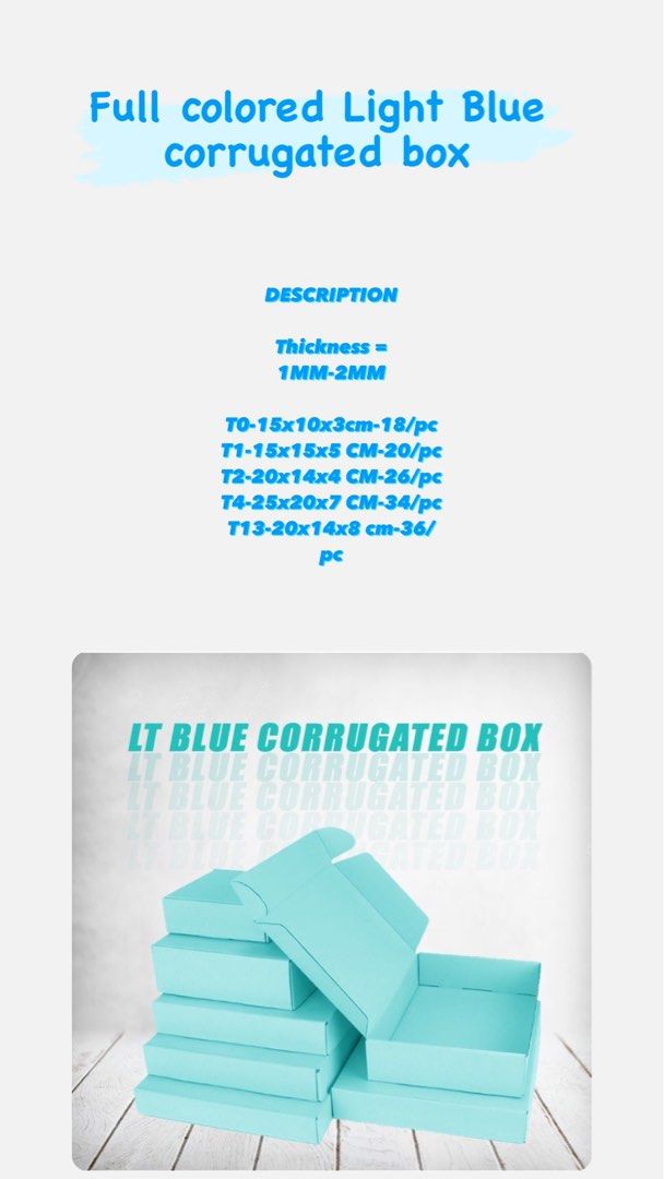 Full Colored Light Blue Corrugated Box, Hobbies & Toys, Stationary ...
