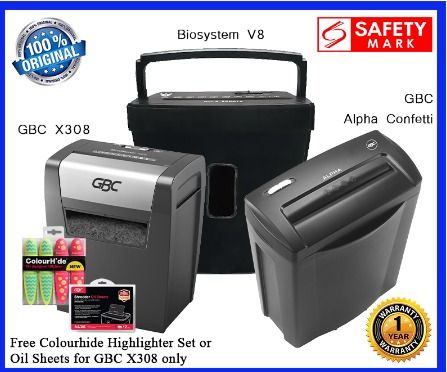 GBC X308 Paper Shredder. GBC Alpha Confetti. Biosystem V8 Shredder ...