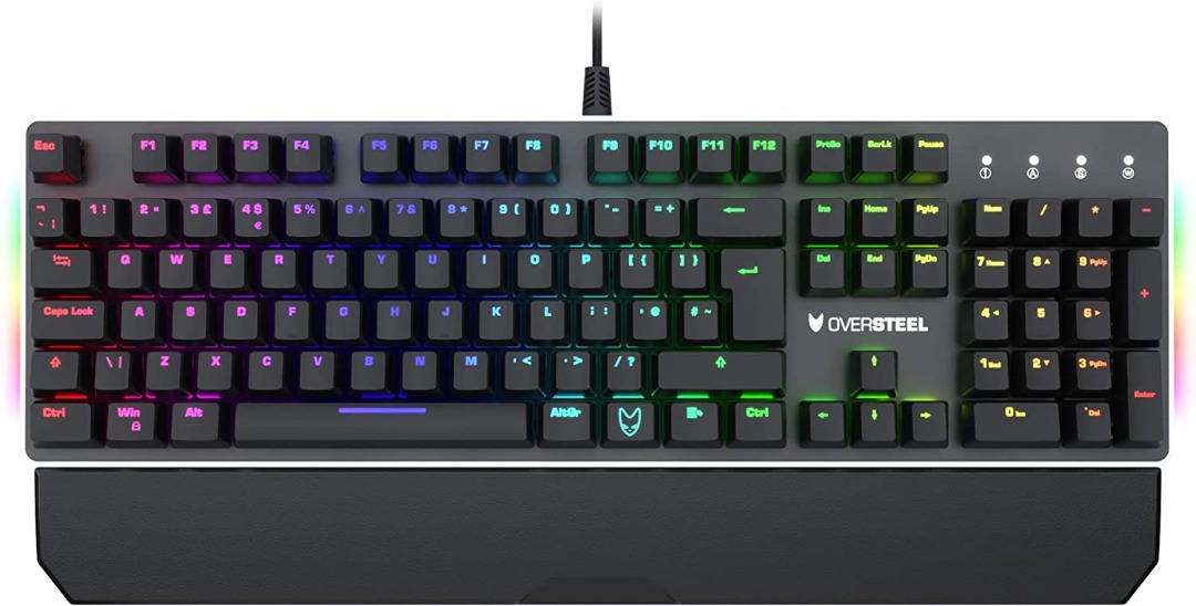 (Grey Cover) Oversteel TITANIUM - Mechanical Gaming Keyboard, RGB, Red ...