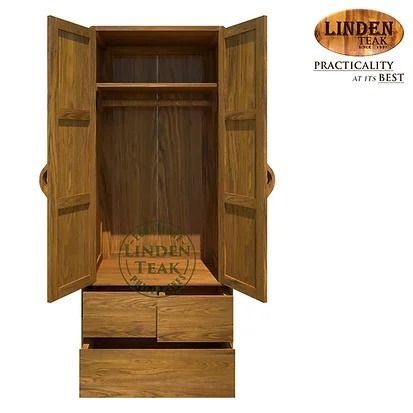 Handcrafted Solid Teak Wood Wardrobe with 3 Drawers Furniture, Furniture & Home Living ...