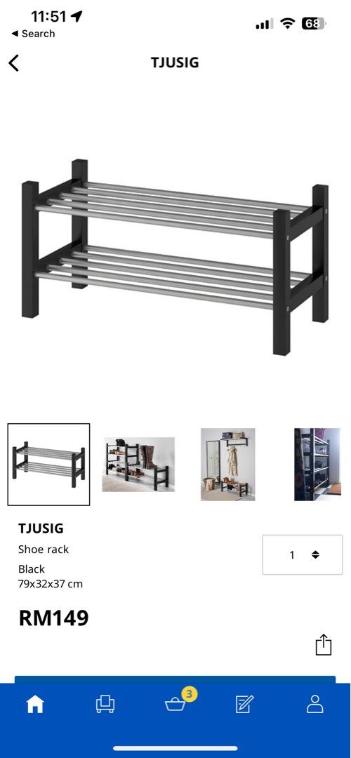 IKEA TJUSIG Shoe Rack, Furniture & Home Living, Furniture, Shelves ...