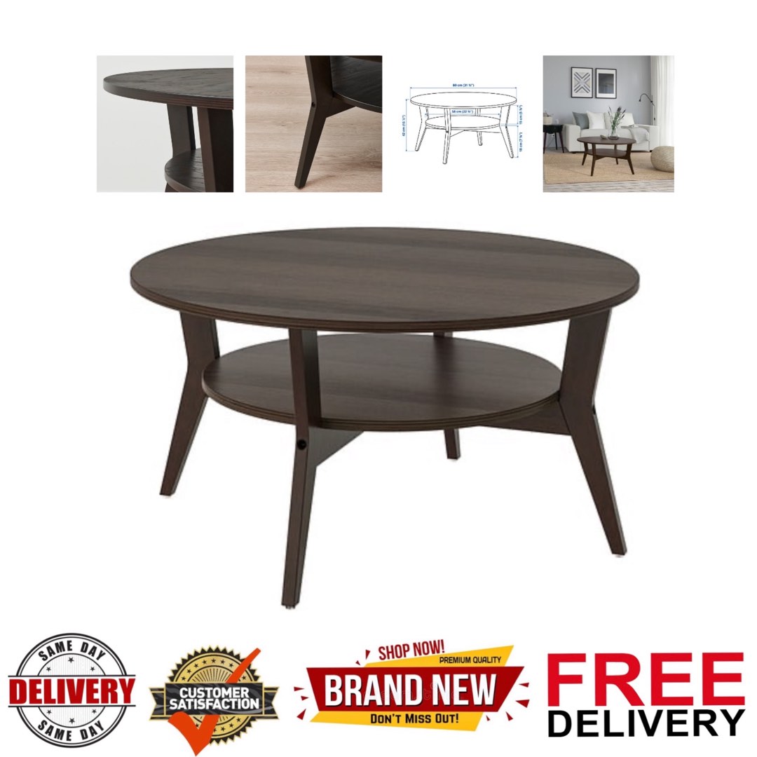 JAKOBSFORS Coffee table Dark brown stained oak veneer 80 cm Coffee ...