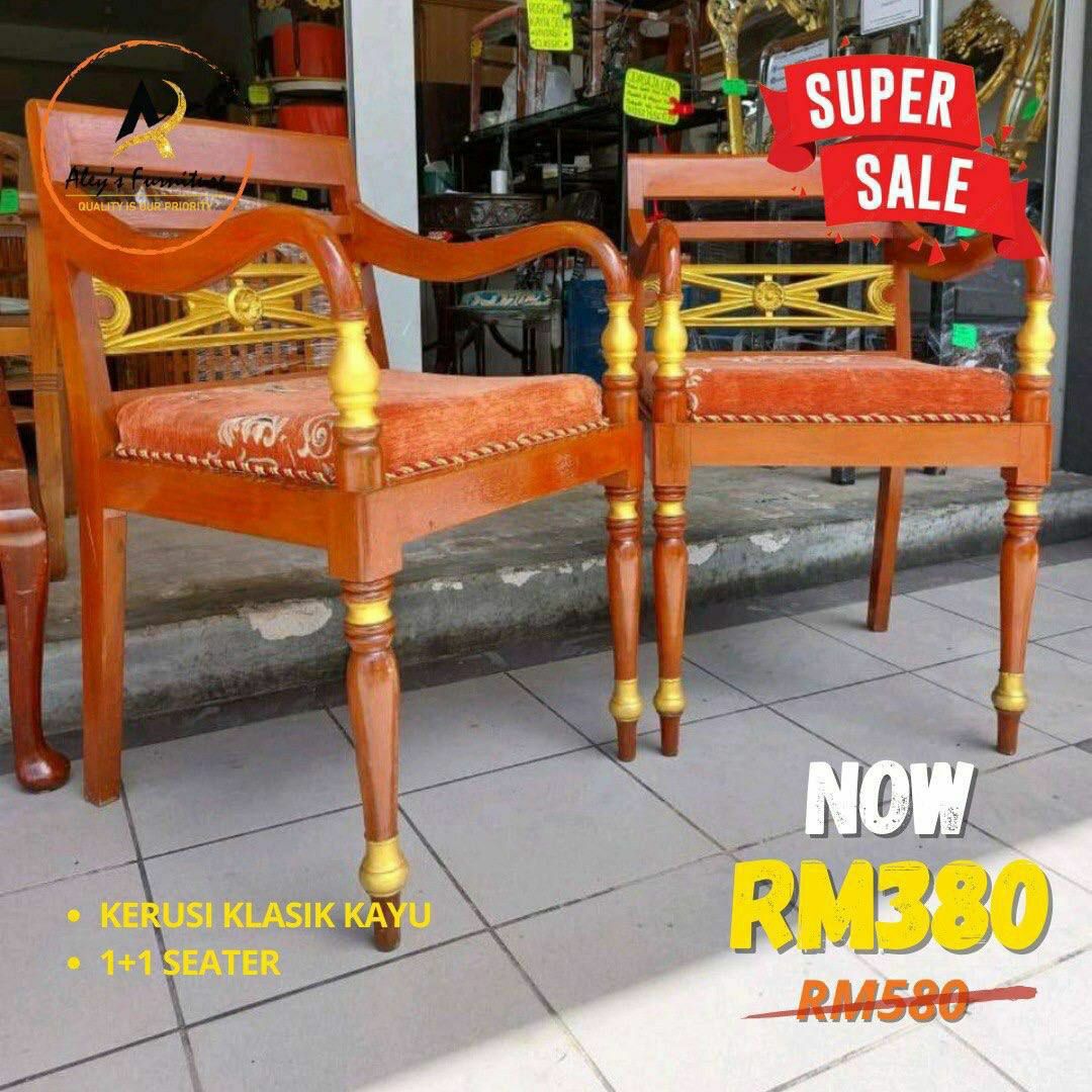 Kerusi klasik kayu 1+1, Furniture & Home Living, Furniture, Other Home ...