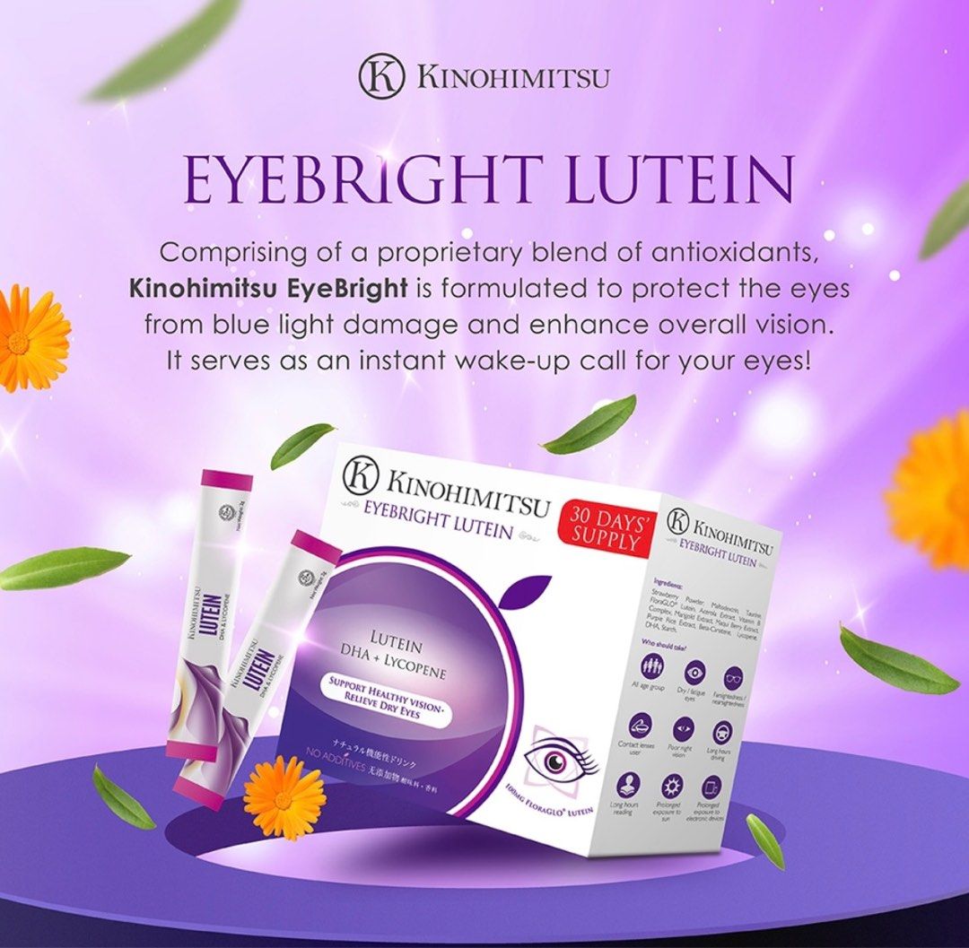 Kinohimitsu Eyebright Lutein 2gx 30days, Health & Nutrition, Health ...