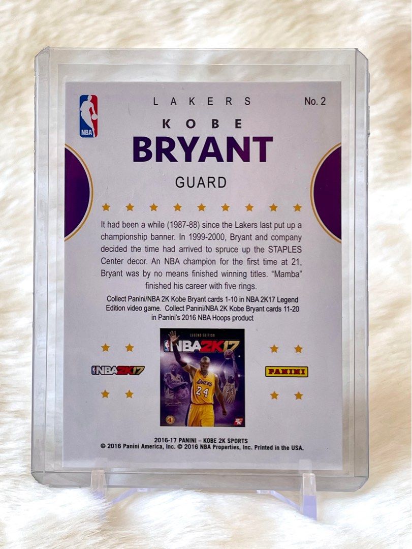 Kobe Bryant Limited Edition 2K17 NBAHOOPS Legend Edition Gold Card No.2, Hobbies & Toys, Toys ...