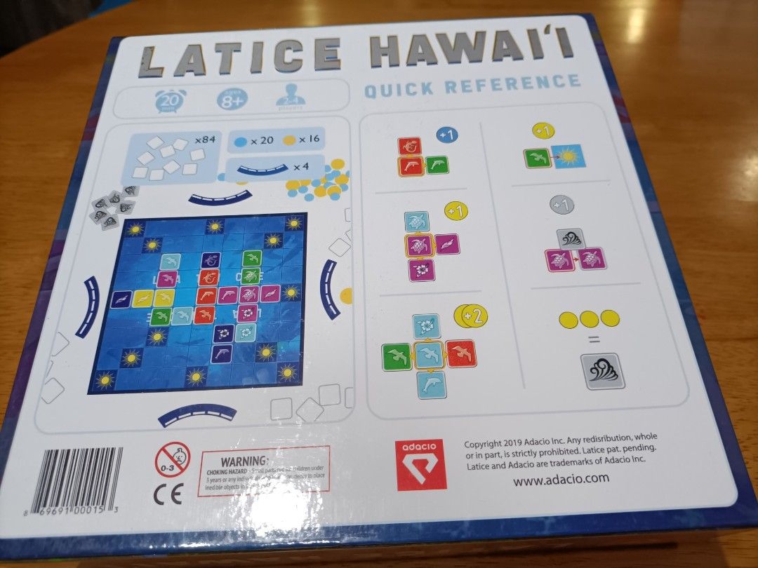 Latice Hawaii board game, Hobbies & Toys, Toys & Games on Carousell