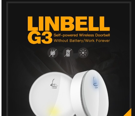 Linbell Wireless Door Bell G3 Self-Powered Battery-less Doorbell Upto ...