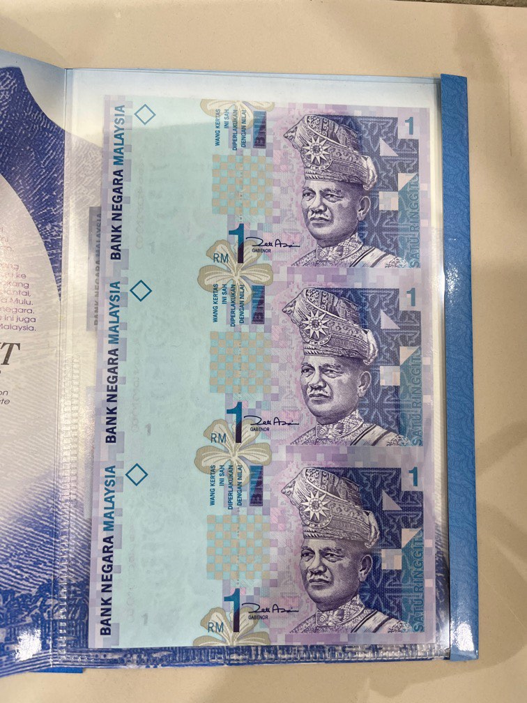 Malaysia RM 1 uncut 3in1 with fancy number, Hobbies & Toys, Memorabilia ...