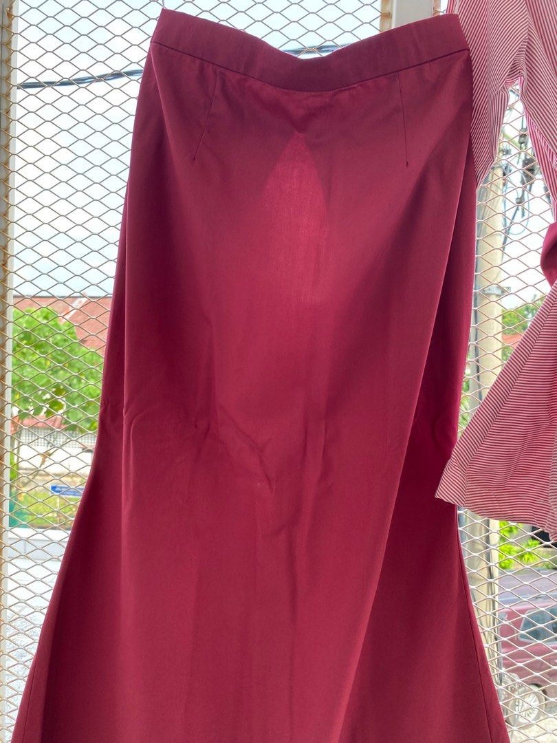 BAJU RAYA RIBBON MAROON MELATI PUTIH, Women's Fashion, Muslimah Fashion ...