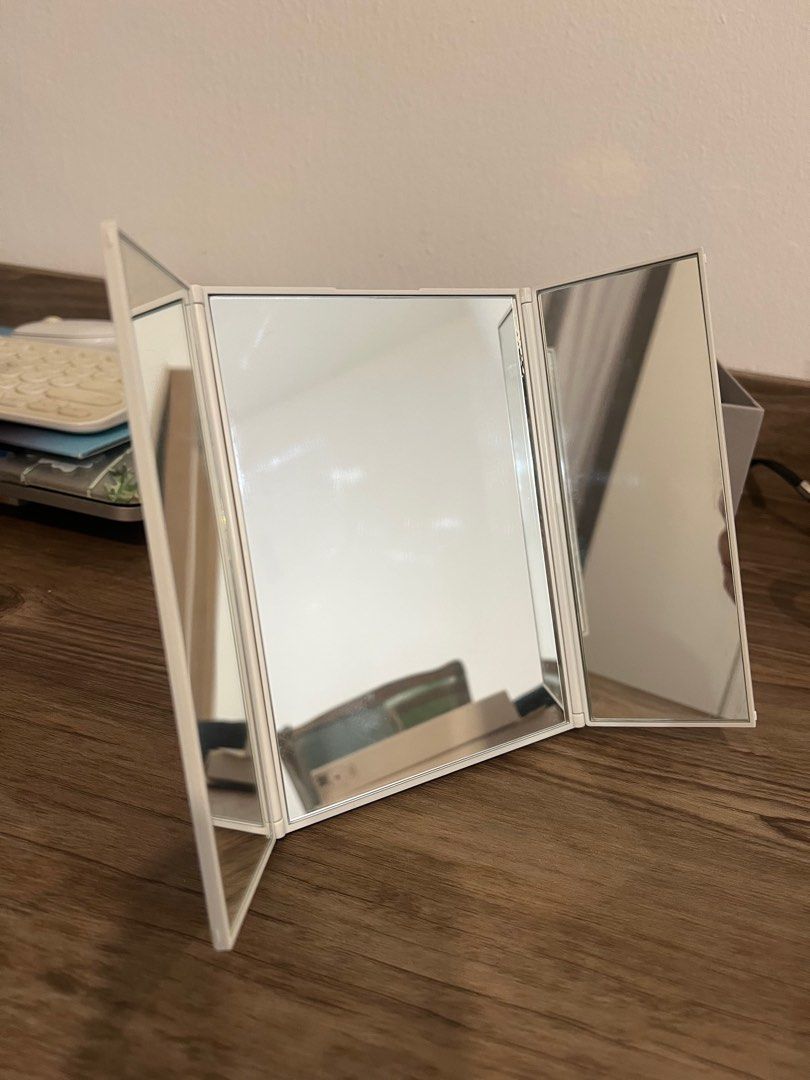 Muji Styrene Folding Three Panel Mirror, Furniture & Home Living, Home ...