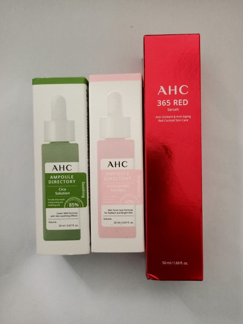 New AHC cica solution, AHC niacinamide solution, AHC 365 Red Serum ...
