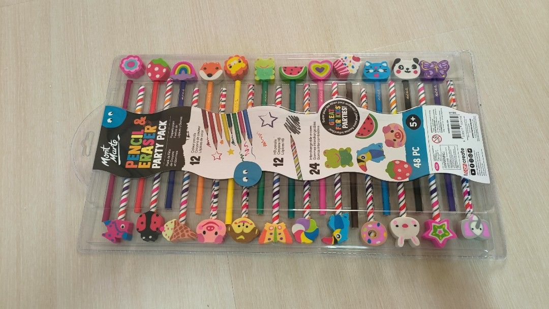 Pencil and eraser party pack, Hobbies & Toys, Stationery & Craft ...