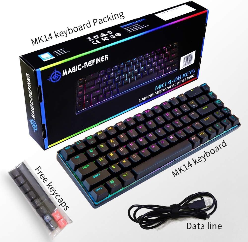 Portable RGB Gaming Office Magic Refiner MK14 Mechanical Keyboard USB ...