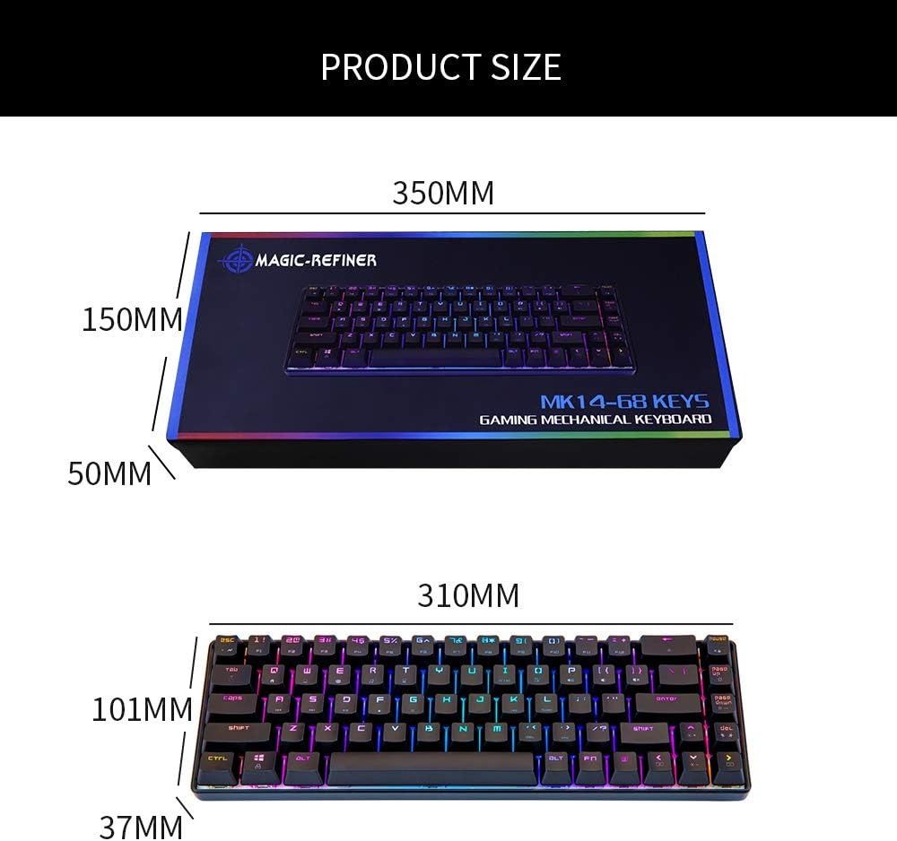 Portable RGB Gaming Office Magic Refiner MK14 Mechanical Keyboard USB ...