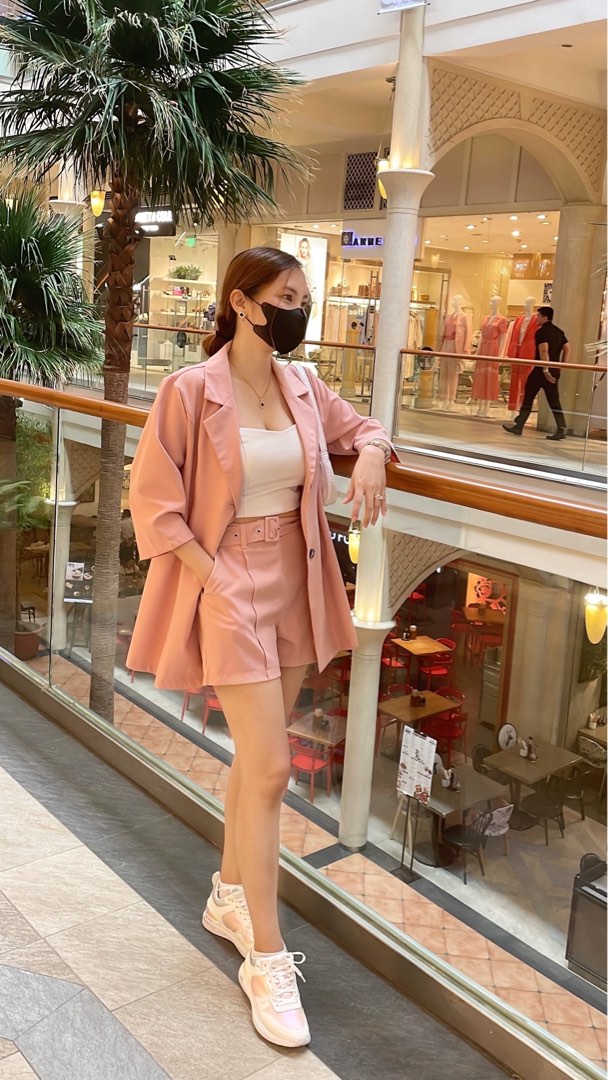 Premium Co-ords Blazer and Shorts Pastel Pink, Women's Fashion, Dresses ...